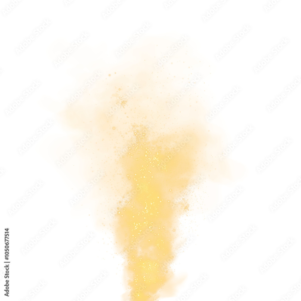 Fantastic yellow smoke background. Magic yellow smoke with glitter and ...