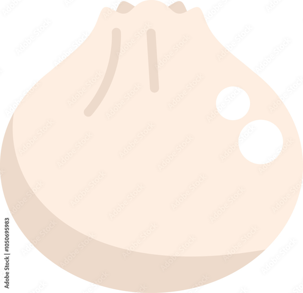 Simple illustration of a bao bun, depicting the iconic folded shape of ...