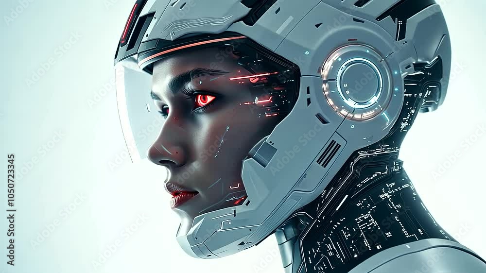 A modern, futuristic AI human face illustration, featuring a blend of ...
