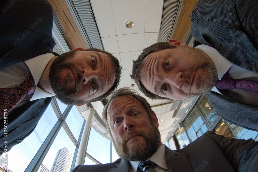 Office whispers: business people reacting with gossip, rumors and side ...