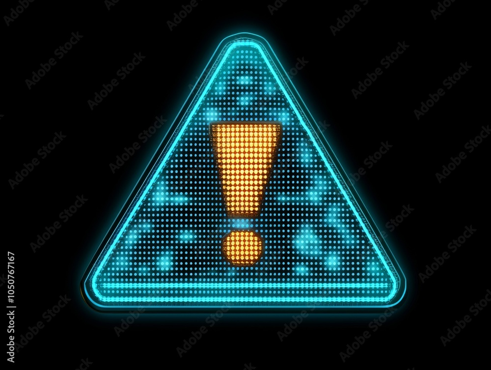 Blue Exclamation Mark on a Black Background with a Triangular Warning ...