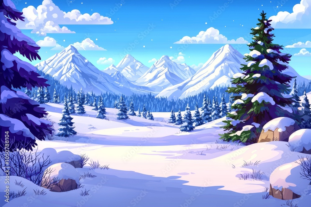 The Boreal forest of the temperate zone, taiga, snow, topped by a ...