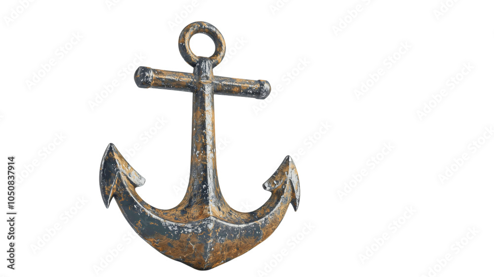 A large and heavy anchor for ships, made of pure steel, with corrosion ...
