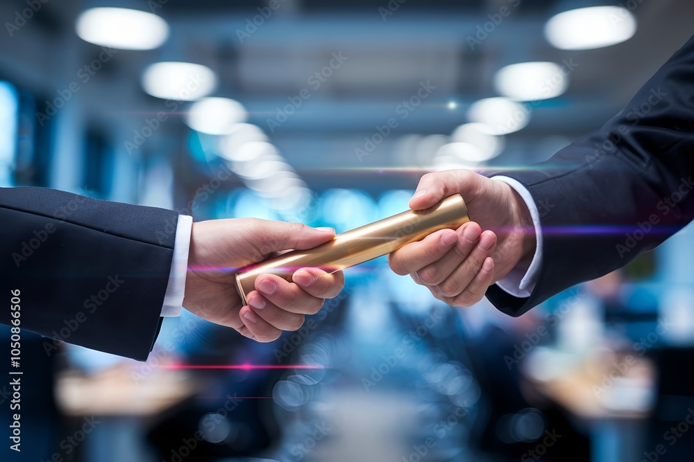 Hands passing relay baton close-up, symbolizing smooth teamwork ...