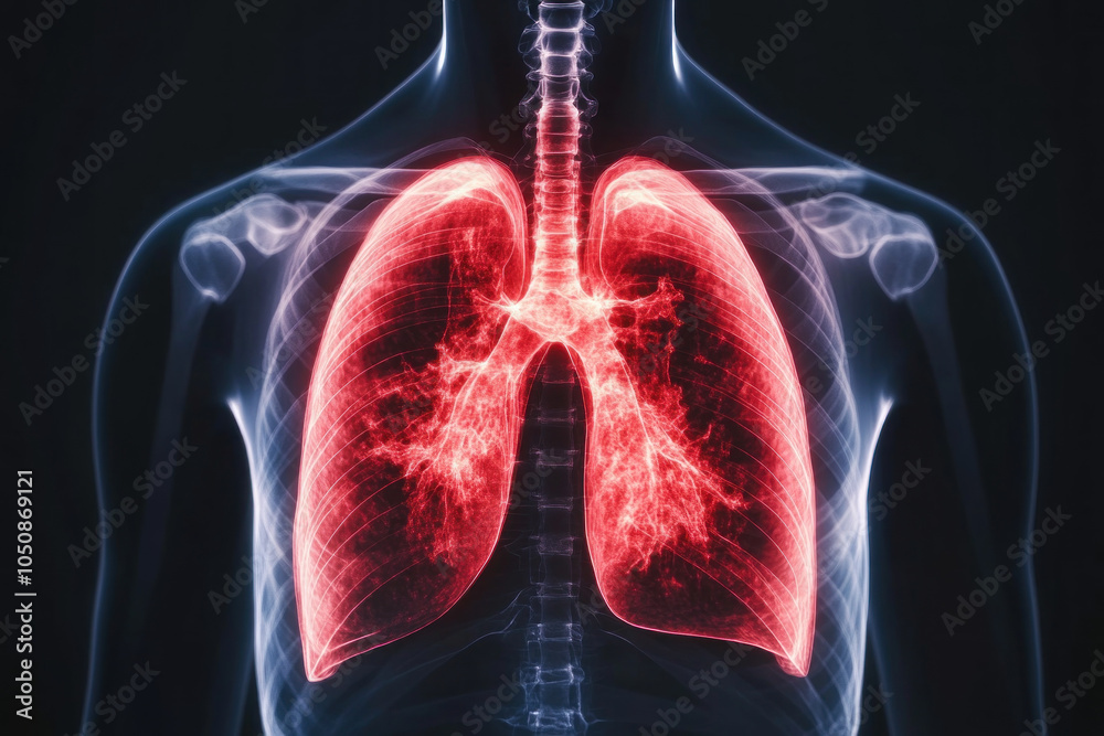 Transparent human lung illustration with detailed bronchial tree ...
