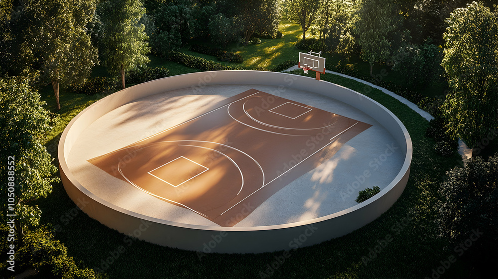 Outdoor basketball court in a circular layout - Stock Photo | Adobe Stock