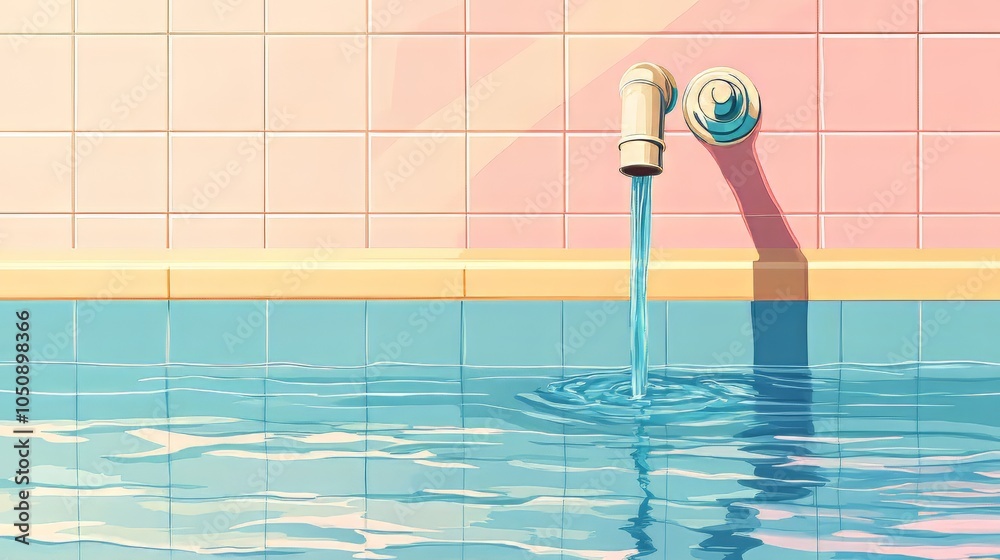 Water dripping from a faucet into a pool adobe illustrator Stock ...