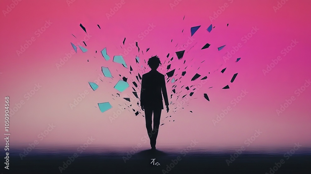 Shattering Expectations: A lone figure strides confidently forward ...