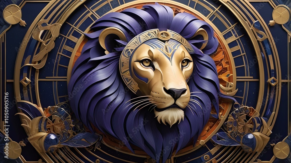 Leo Zodiac Fire Sign in Art Deco Style - Horoscope and Astrology Symbol ...