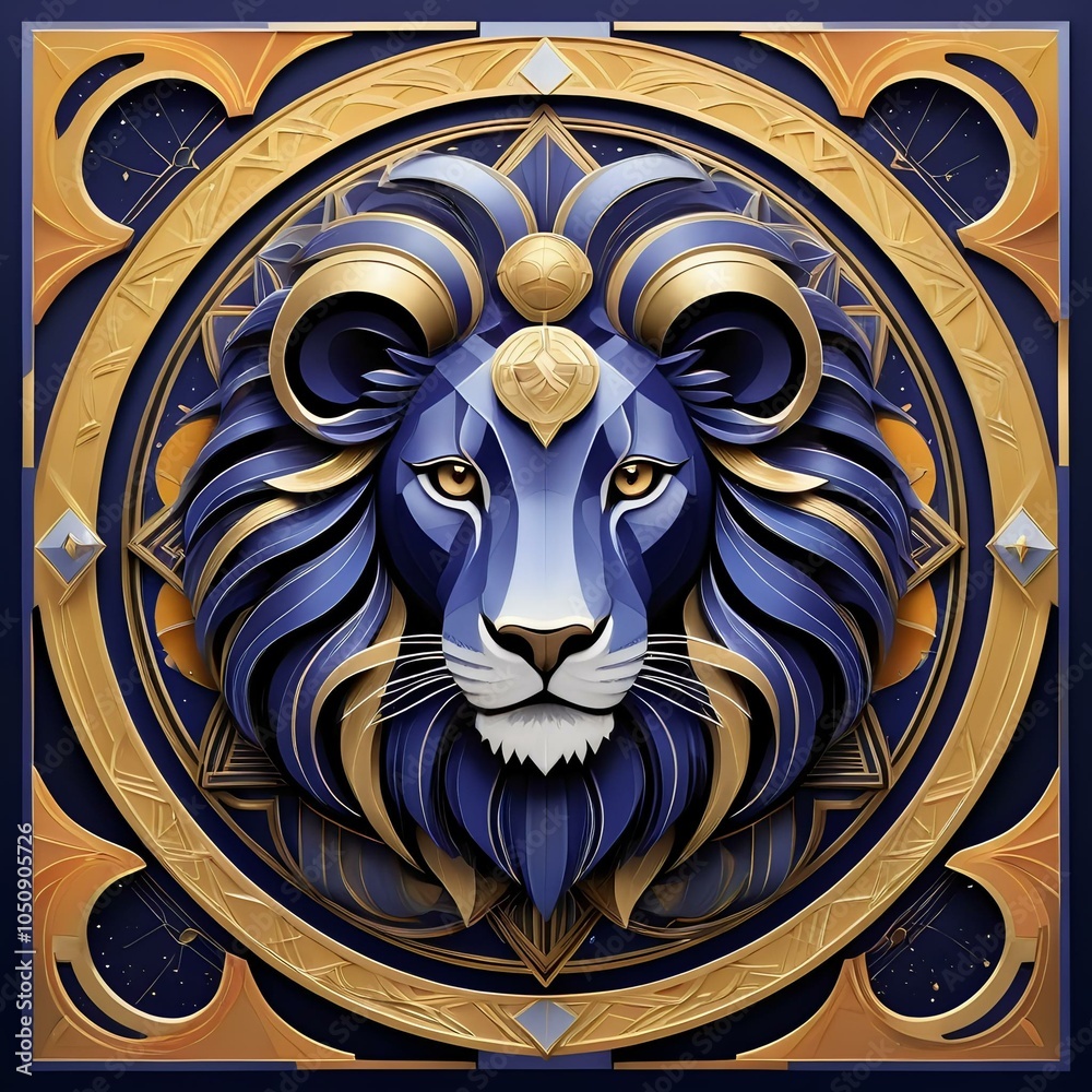 Leo Zodiac Fire Sign in Art Deco Style - Horoscope and Astrology Symbol ...