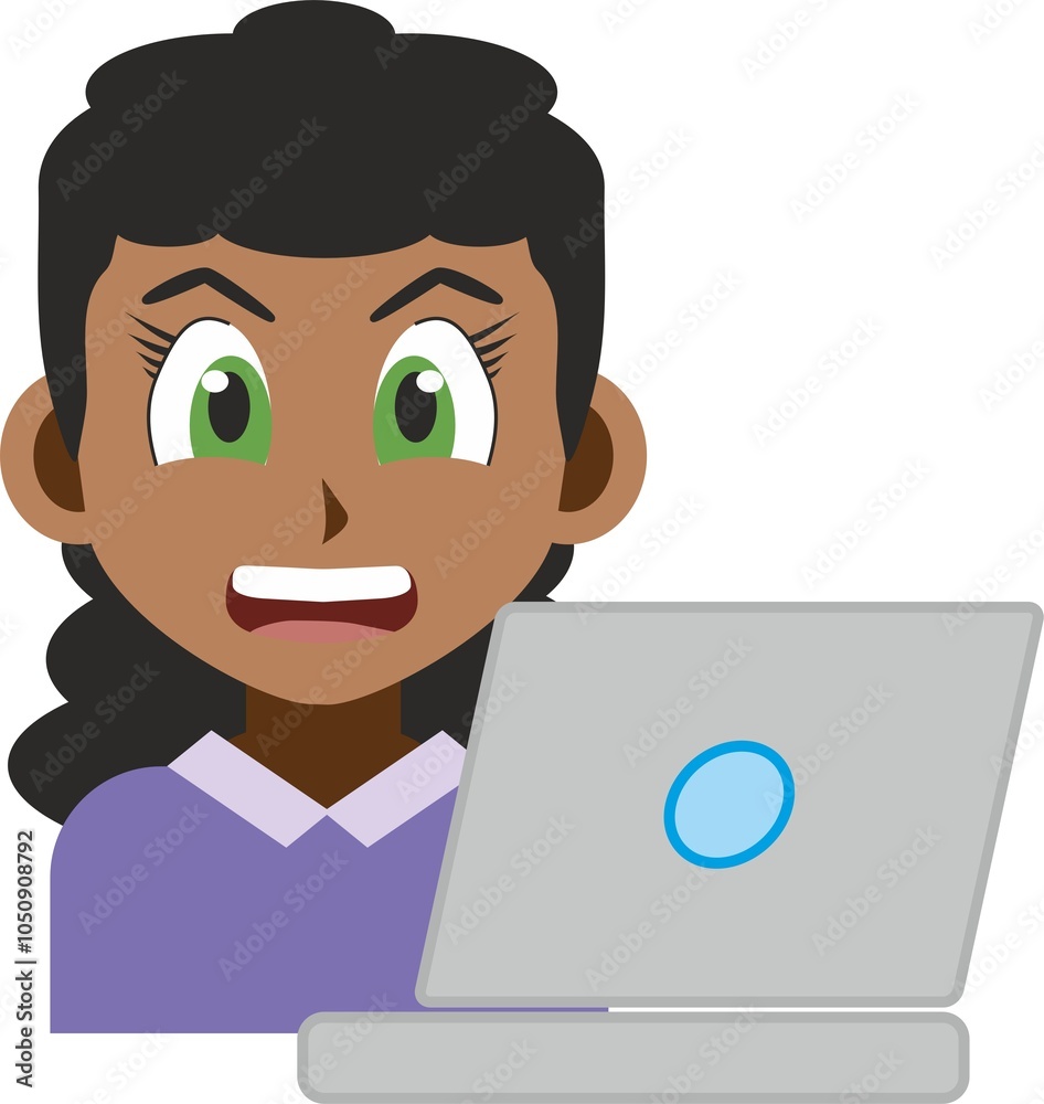 Japanese manga style illustration of a smiling african american young ...
