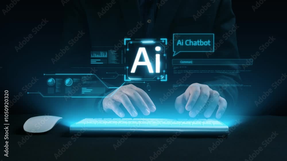 Human interact with AI artificial intelligence virtual assistant ...