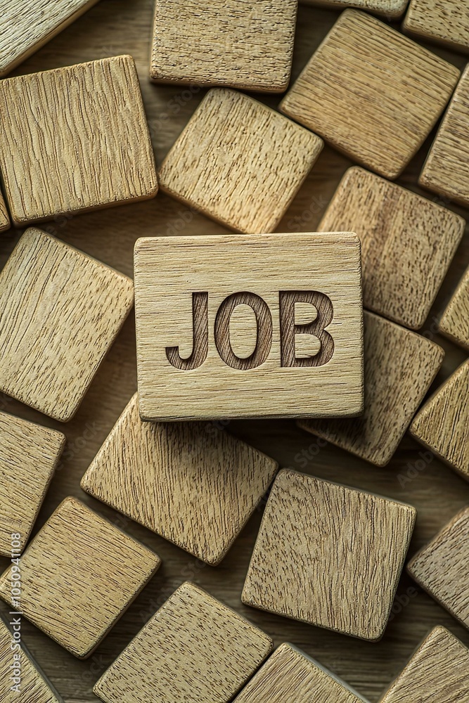 Wood block word job and business man with copy space using as ...