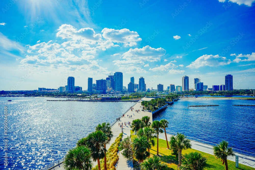 St petersburg, Florida, USA - 10 26 2024: The landscape of St petersburg downtown, harbor and ...