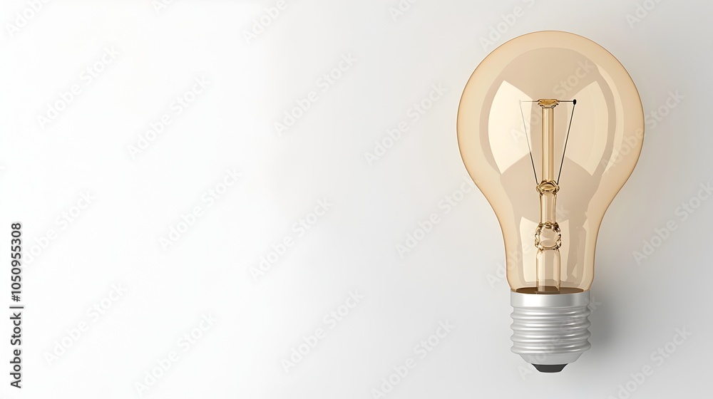 3D rendered image of a clear glass lightbulb on a clean white ...