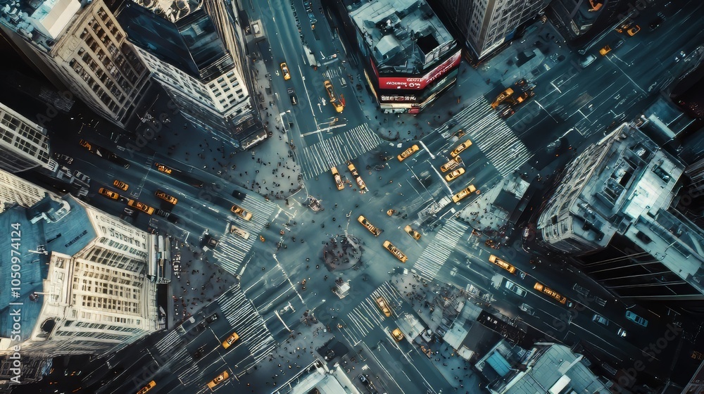 Drone capturing dynamic urban intersections from above hypermaximalist ...