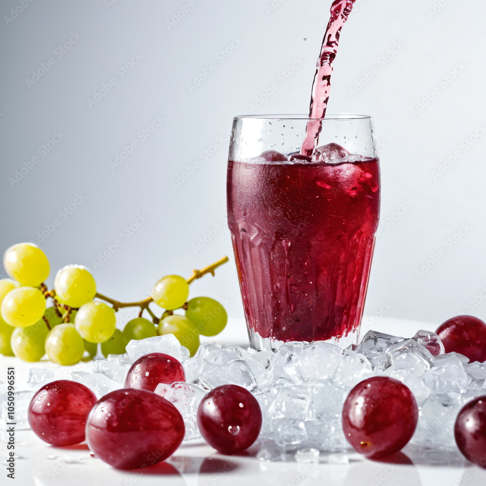 Refreshing Glass of Red Grape Juice Surrounded by Crushed Ice – Chilled ...