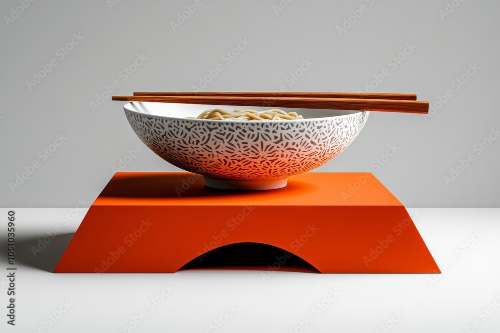 a 2D cartoon illustration of a bowl of ramen with noodles and ...