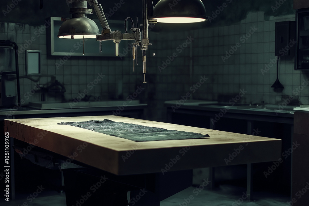 Photo & Art Print Intriguing Autopsy Table Forensic Lab Background for ...