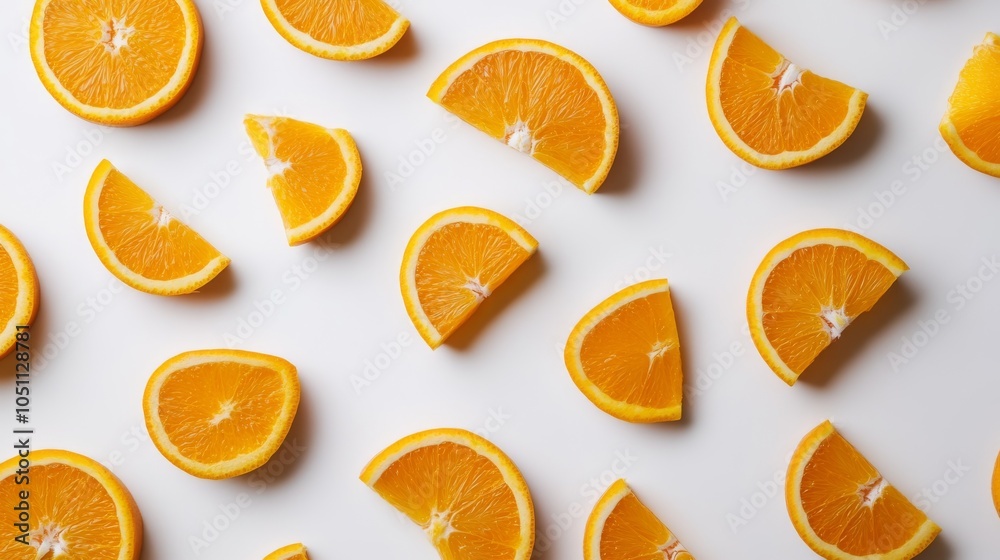 2410 17.A bright and cheerful composition of orange slices and wedges ...