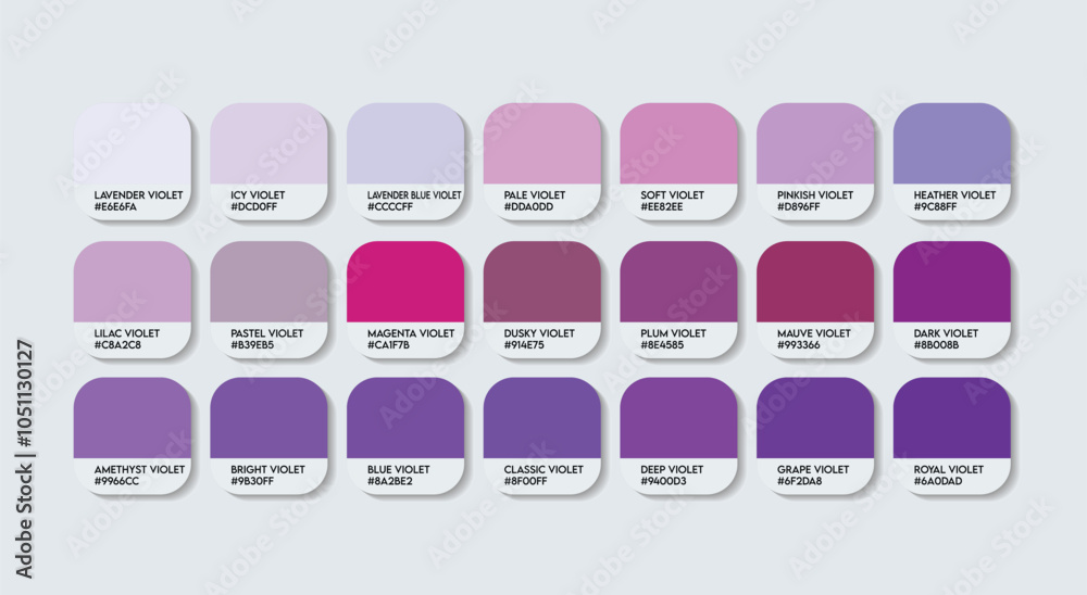 Violet Flower Color Palette, Violet Flower Color Guide Palette with ...