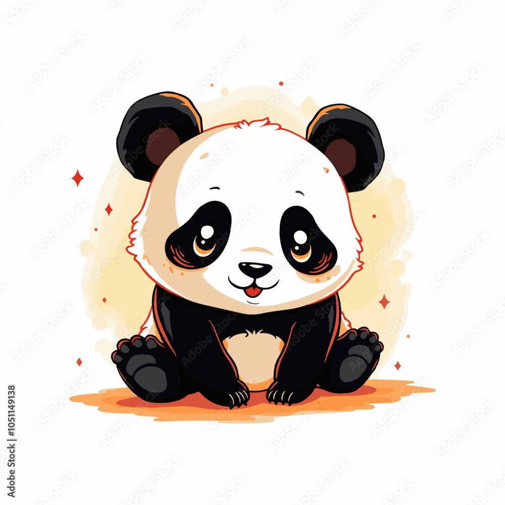 Mascot logo design of a panda with bold line. cute panda vector ...