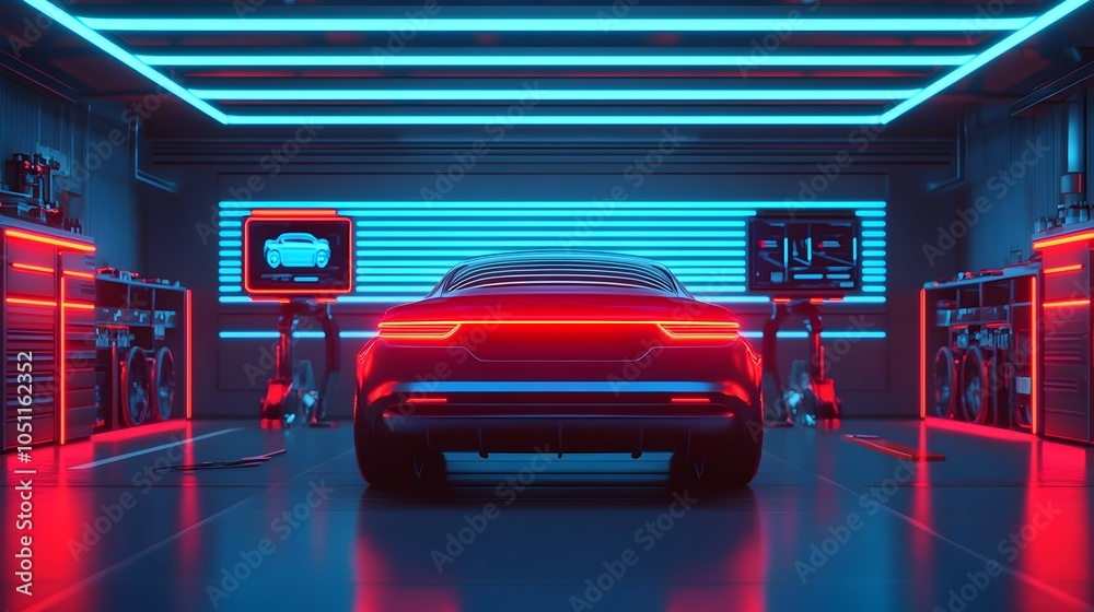 A team of advanced automotive robots working together to design and ...