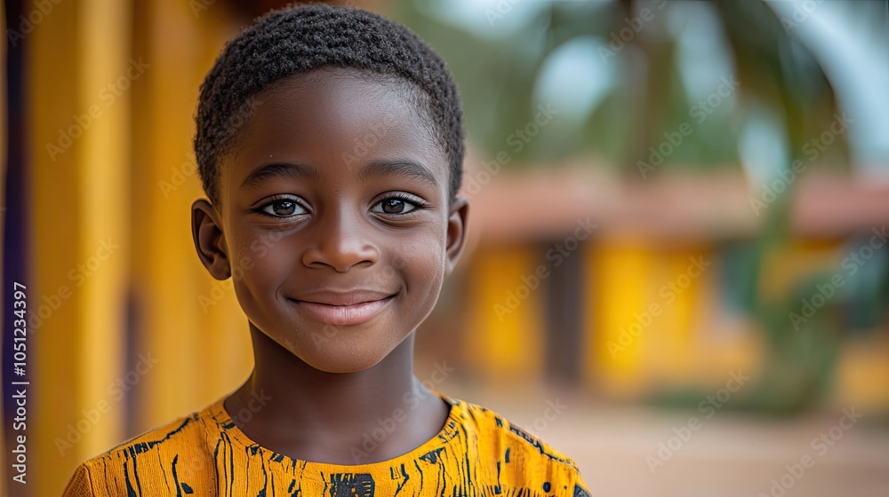 smiling, happy African boy, representing the International Day of the ...