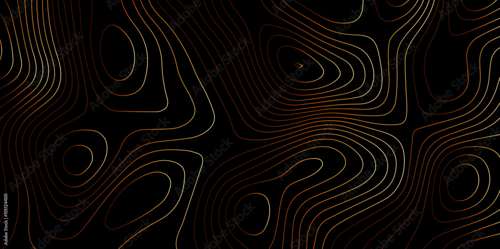 Abstract gradient multicolor on black background with Topographic line ...