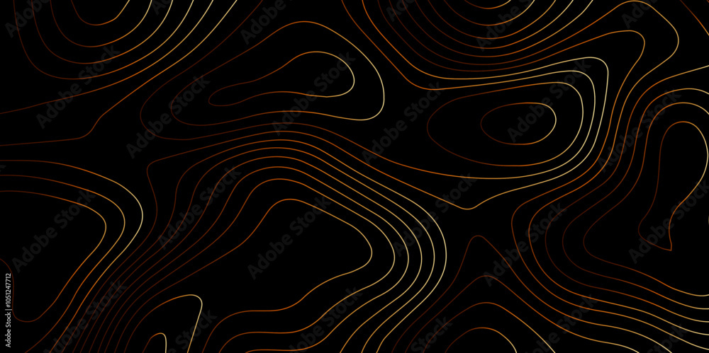 Abstract gradient multicolor on black background with Topographic line ...