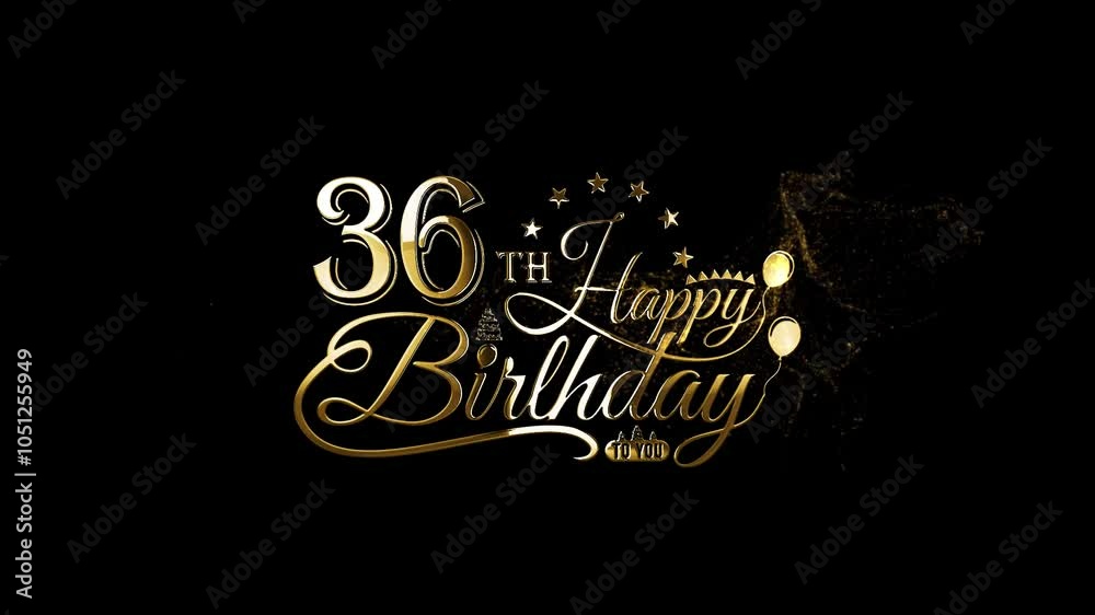 36th Birthday, 36th Happy Birthday Greetings In Gold Letters, Happy ...