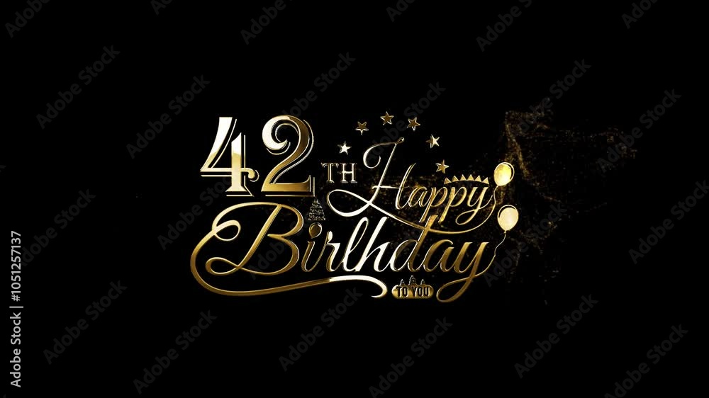 Greeting Happy Birthday Text Video, Handwritten 42th Happy Birthday ...