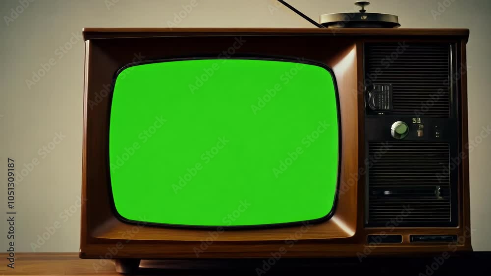 vintage TV set zooms green screen allowing replace background r own ...