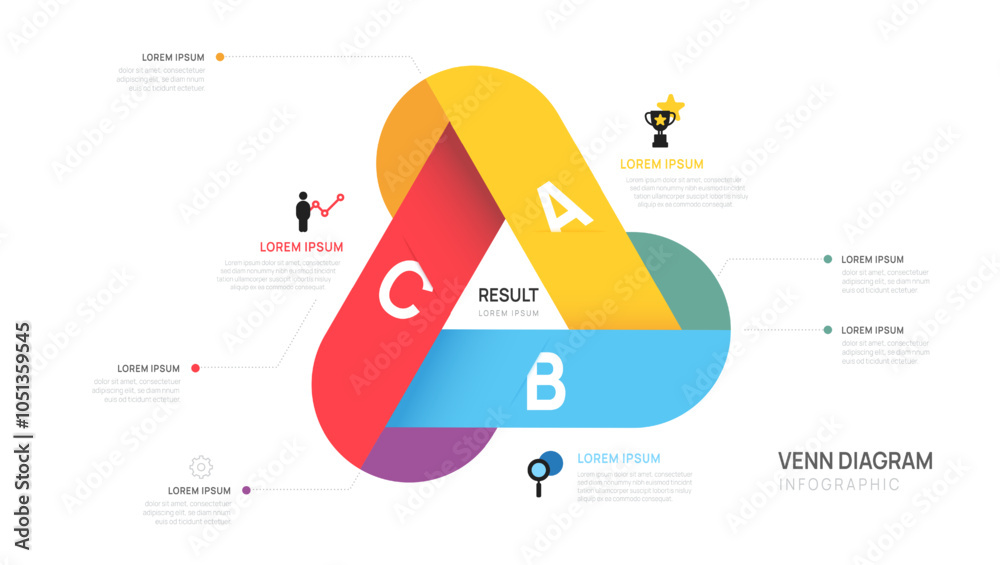Infographic Venn diagram chart template for business 3 step ...