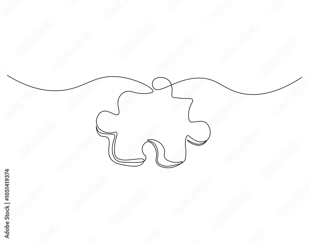 Continuous one line drawing of puzzle. One line drawing illustration of ...
