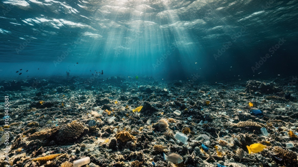 A seafloor littered with microplastics, where underwater currents carry ...