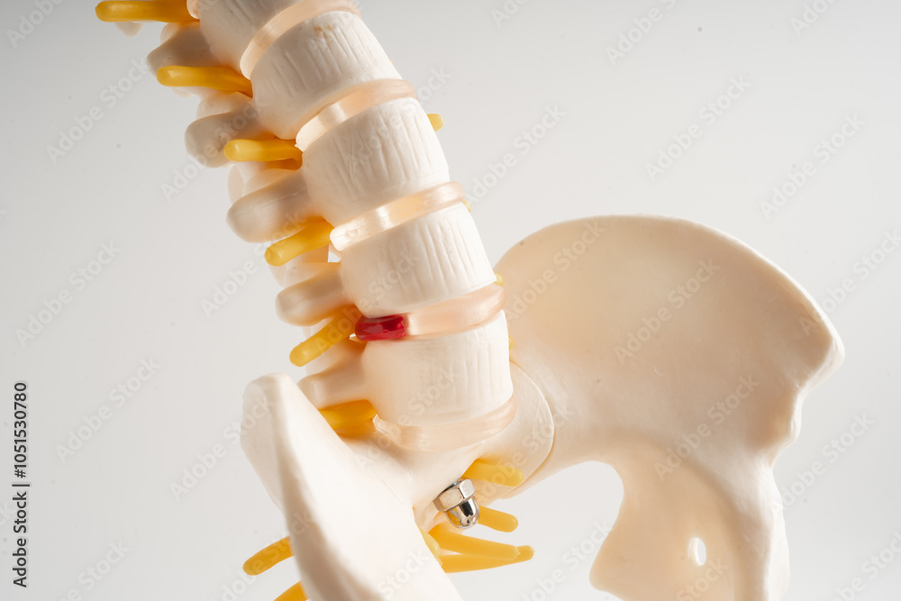 Photo Lumbar spine displaced herniated disc fragment, spinal nerve and ...