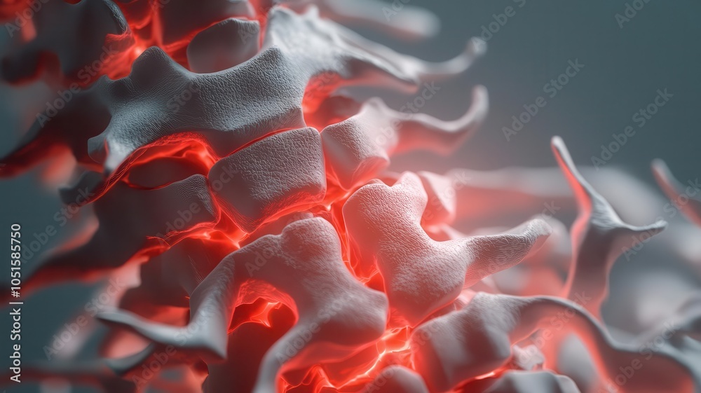 Medical image of inflamed spine joints, inflamed joints, visualizing ...