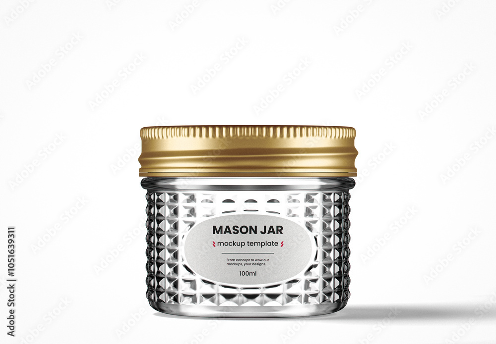 Textured Clear Glass Mason Jar Mockup Stock Template | Adobe Stock