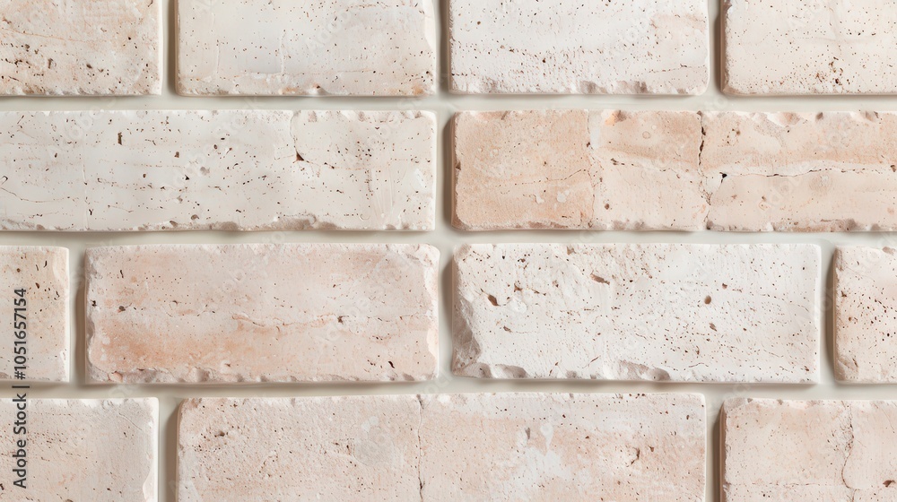 Elegant light tan brick wall featuring a smooth finish, providing a ...