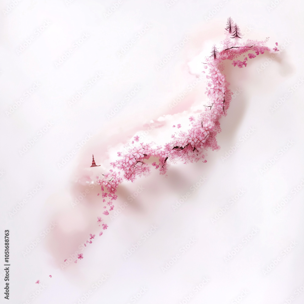 Creative Japan Map Formed with Cherry Blossoms - Symbol of Nature and ...