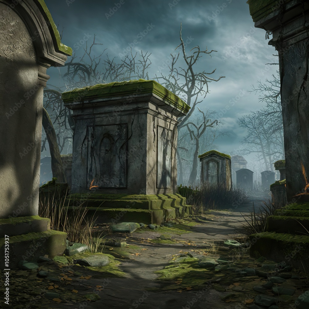 Fantasy wallpaper of a house haunted by a cursed Stock Illustration ...
