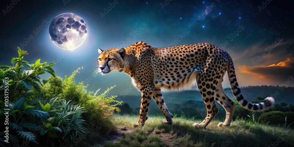 Night Photography of an Asiatic Cheetah in Its Natural Habitat ...