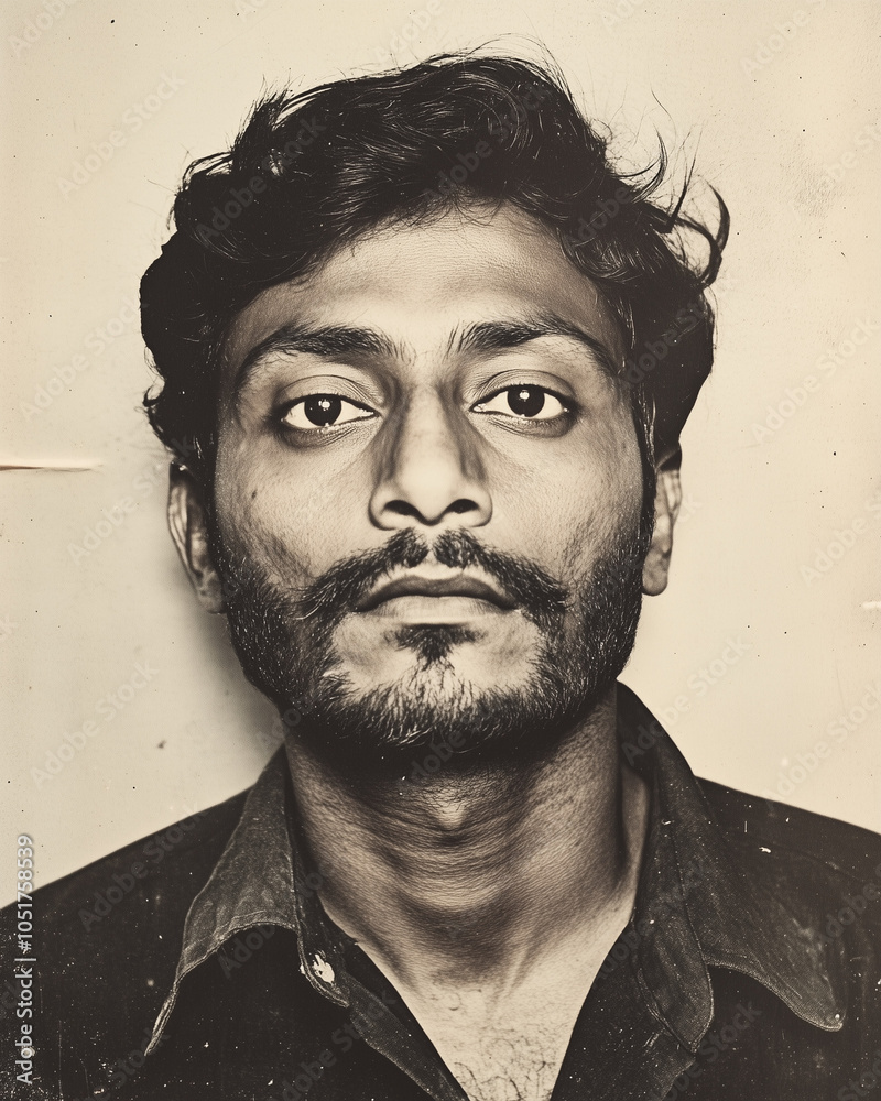 Vintage photograph of an Indian man with a beard from the 70s Stock ...