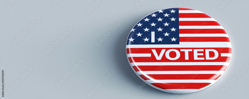 Simple and clean display of an "I VOTED" text button with stars and ...