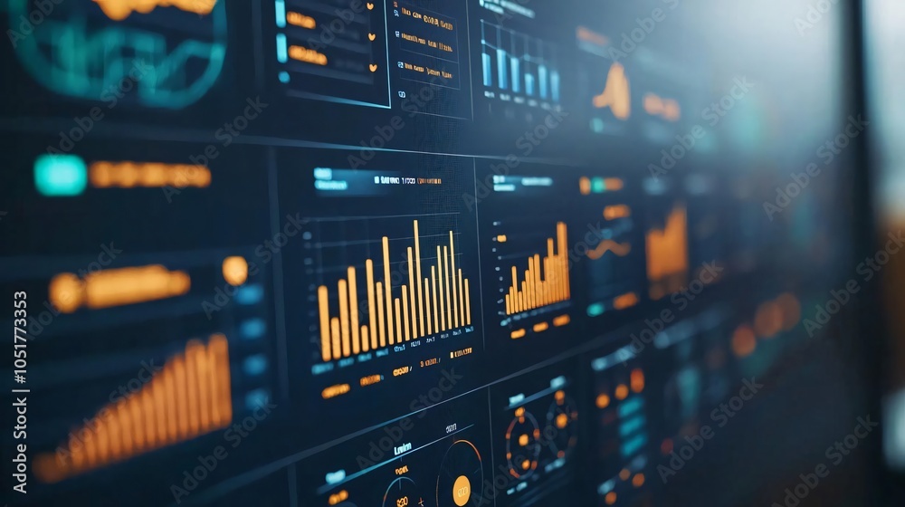 Modern data visualization dashboard featuring graphs and metrics in ...