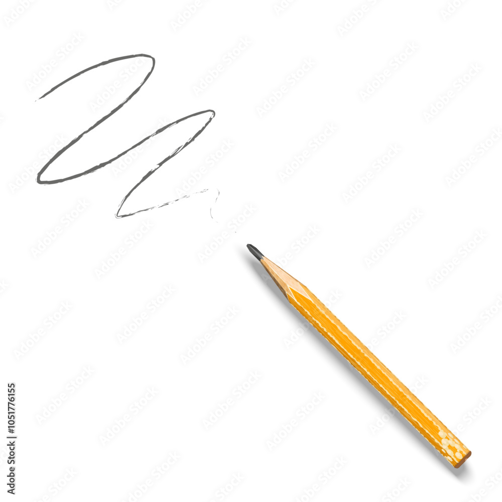 Worn yellow pencil with a sharpened tip realistic 3d vector object ...