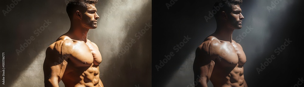 Sidebyside comparison of a man s body before and after weight loss ... Sidebyside comparison of a man s body before and after weight loss ...