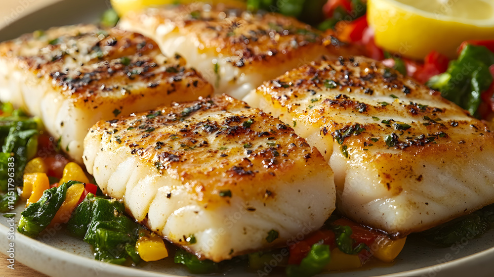 A Culinary Masterpiece: Stunning Presentation of Pan-Seared Sea Bass ...