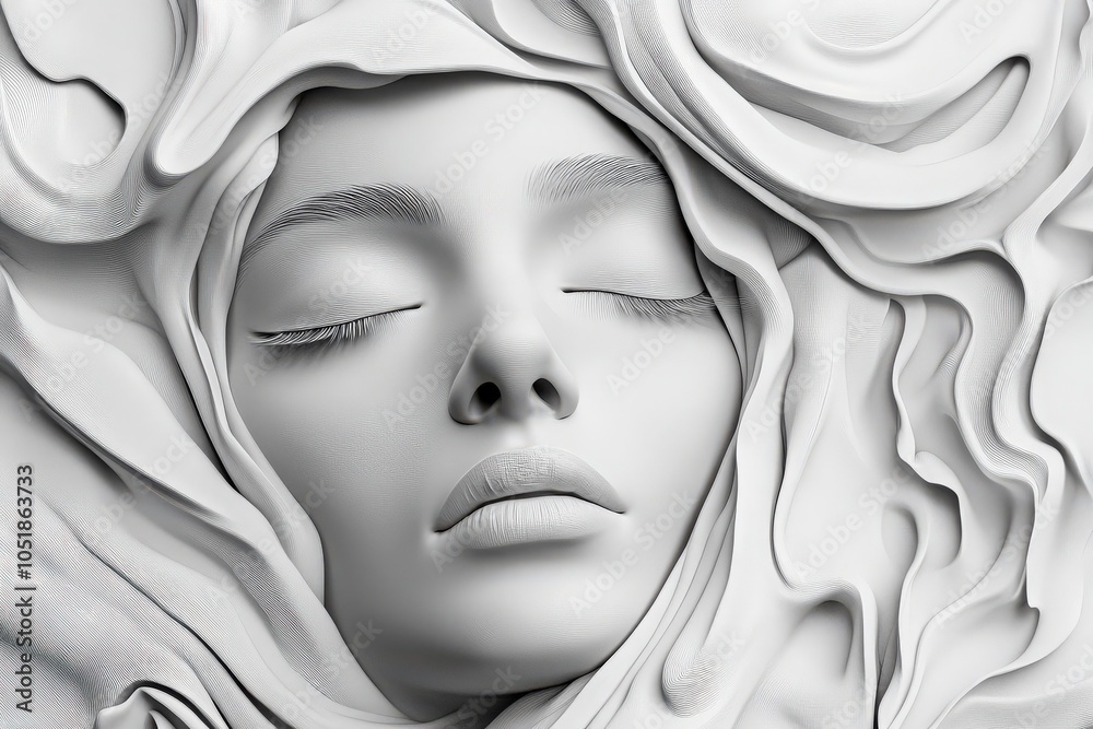 3D illustration,3D wallpaper,modern design,hafez, decoration, girl Face ...